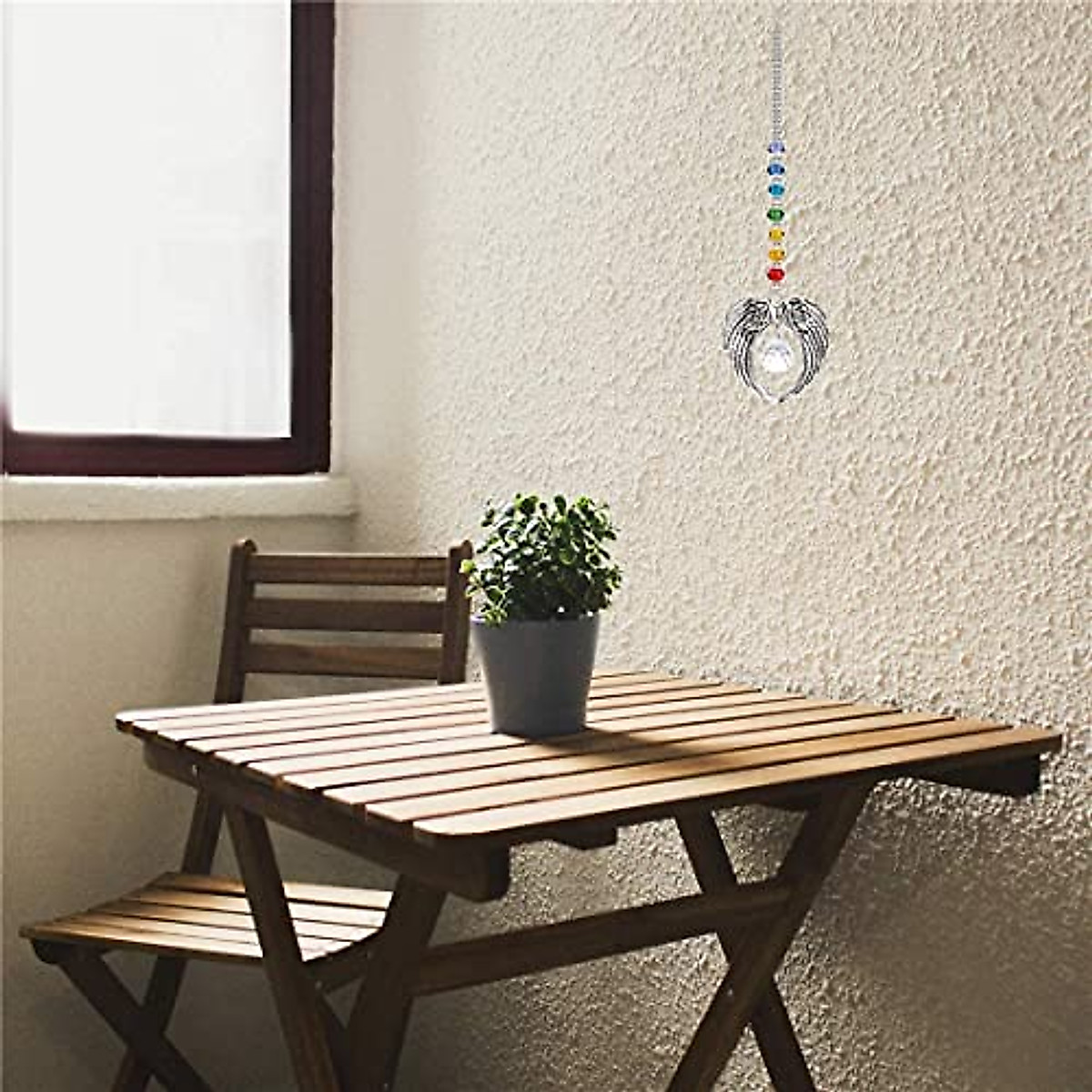 H&D HYALINE & DORA Crystal Angel Wing Pendant with Crystal Ball Hangings Suncatcher for Home Window Decor