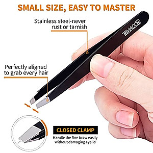 Tweezers Set and Curved Scissors, TsMADDTs Professional Stainless Steel Tweezers for Women and Men, 6 Pack Precision Tweezers For Eyebrows for Ingrown Hair, Daily Beauty Tool with Leather Travel Case