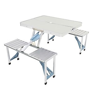 Aluminum Folding Camping Picnic Dinner Table Set Indoor Outdoor Patio Furniture Blue