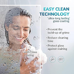 Jintop 72" W x 76" H Double Sliding Frameless Soft-Close Shower Door with Premium 3/8 Inch (10mm) Thick Tampered Glass,Bathroom Bathtub Doors W/ 4 Rollers and 2 Towel Bar Handles,Brushed Nickel