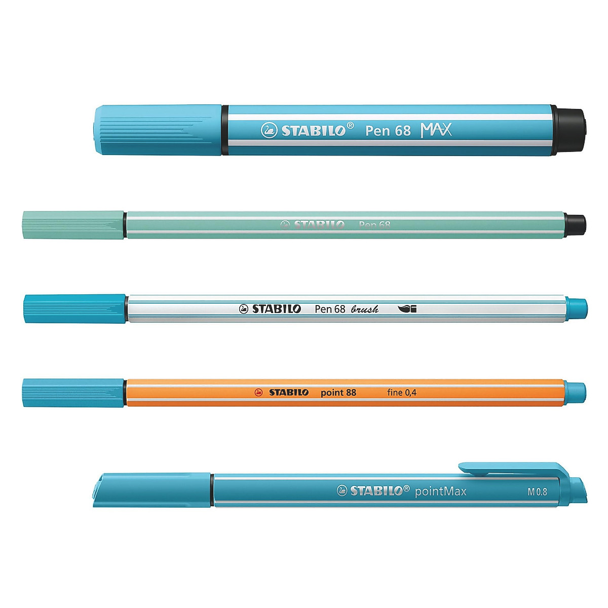 STABILO Creative Set - Pen 68 Max, Pen 68, Pen 68 brush, point 88, pointMax, ARTY, 55-Pieces - drawing, illustration, writing