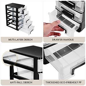 SAFIGLE 5 Drawer Storage Organizer Mini Plastic Drawers Organizer Plastic Storage Bins with Drawers Space Saving Small Plastic Drawers for Crafts Small Tools Sationary and Hardware