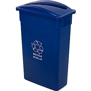 Carlisle FoodService Products TrimLine Rectangle RECYCLE Waste Container, 23 Gallons, Blue