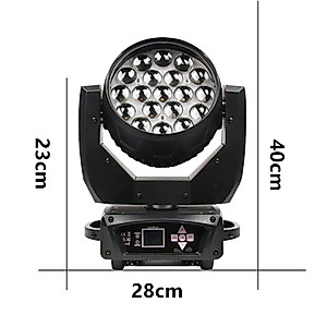19x15W Zoom Beam Wash Moving Head Light for Stage Lighting Effect with RGBW 4in1 LED and DMX Control Dj Disco and Nightclub (1Pack)