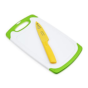 True Small Cutting Board with Paring Knife, Cutting Board and Knife Set, Fruit and Vegetable cutting board, Lemon and Lime board, Cutting Board Set of 2, Green