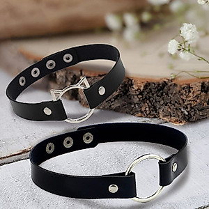 MJartoria Gothic Jewelry-Goth PU Leather Choker Necklaces for Women-Heart Punk Rock Adjustable Black Collar Choker Necklaces Birthday Gifts