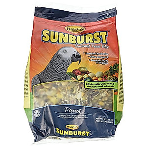 Higgins Sunburst Gourmet Parrot Food Mix, 3 lb. Bag, with Assorted Fruits & Veggies. Cockatoo Food, Macaw Food, Amazon Parrot Food, and All Large Parrots. Fast Delivery, by Just Jak's Pet Market