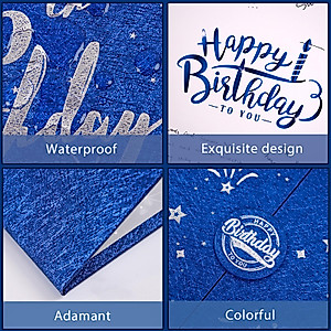Crenics Blue and Silver Birthday Decorations for Men or Women, Creative Birthday Guest Book Alternative, Birthday Signature Book 18 x 12 inch, Great Birthday Gifts for Girls Boys
