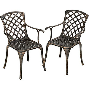 FDW Patio Chairs Dining Chairs Set of 2 Outdoor Chair Wrought Iron Patio Furniture Patio Furniture Chat Set Weather Resistant