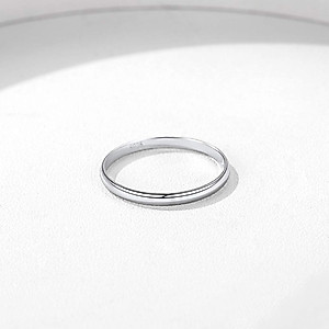 ChicSilver 2mm Silver Rings for Women High Polish Plain Dome Tarnish Resistant Comfort Fit Sterling Silver Promise Rings for Her Size 8