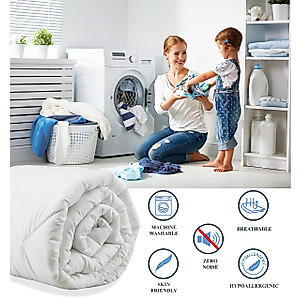 A1 HOME COLLECTIONS Vega Living-Gusset Duvet Insert 3 Piece Set-Down Alternative-Twill Weave Microfiber Cover & 2 Satin Weave Organic Cotton Pillow Protector-Noiseless-Oeko-Tex Certified