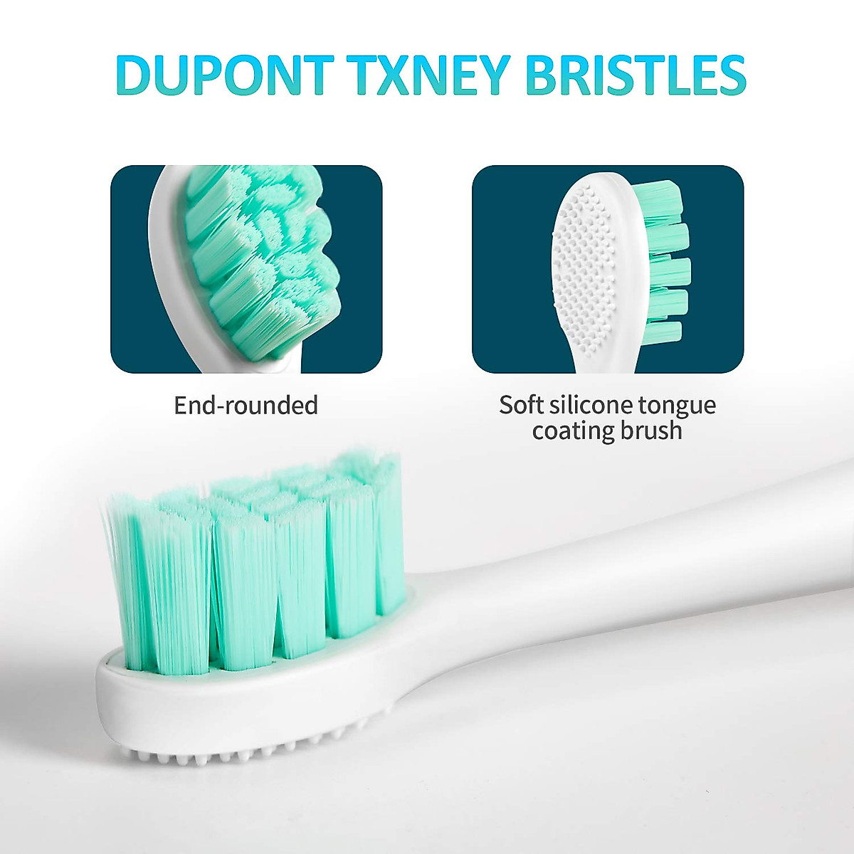 Suitable for all electric toothbrush handles of Uliber,3 Soft DuPont Replacement Brush Heads-Includes 1 Bright white,1 Deep cleaning&1 Sensitive Clean,Soft silicone tongue coating brush