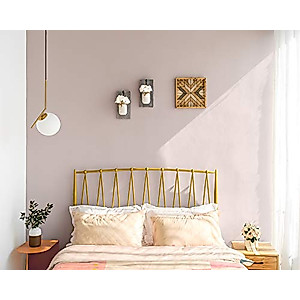 Mkono Mason Jar Wall Sconces Rustic Sconces Wall Decor Set of 2 Farmhouse Mason Jars Bathroom Decor Wood Boards with Fairy Lights and Flowers Fall Wall Decor for Home Kitchen Living Room, White