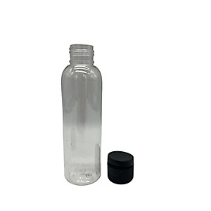 Natural Farms 4 oz Clear Cosmo Plastic Bottles -12 Pack Empty Bottle Refillable - BPA Free - Essential Oils - Aromatherapy | Black Flip Top Snap Cap - Made in the USA