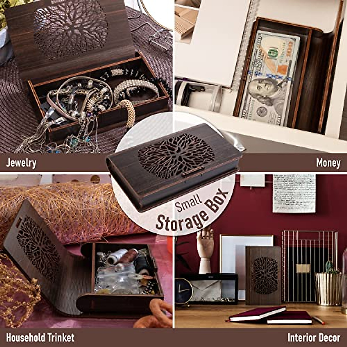 Handmade Wooden Gift Box - Keepsake Memory Box, Trinket Holder, Unique Gift Box holder for Jewelry, Gift card, Souvenir for Birthday, Christmas, Baby or Bridal Shower, Him or Her (Tree of Life)