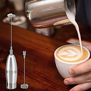 KORCCI Milk Frother Handheld, Protein Powder Mixer, Automatic Double Whisk for Coffee, Battery Operated Electric Foamer Maker For Cappuccino, Lattes, Macchiato, Hot Chocolate, Matcha, Egg