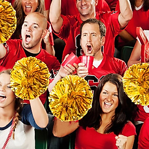 4Pcs Metallic Cheerleading Pom Poms, Creatiee 2 Pair Cheerleader Cheering Squad Pompoms for School Sports Dance Games Team Spirit Cheer (Gold)