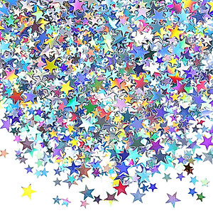 WEIKA 60g Star Confetti Glitter Star Table Confetti, Metallic Foil Star Glitter, Table Decorations for Party Wedding birthday graduation Decorations(Glitter Multicolor Set, 10mm and 6mm)