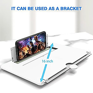 Newseego 16 Inch Phone Screen Magnifier, HD Mobile Phone Screen Amplifier Pulling-Out Movie Video Enlarger Eye Protection with Foldable Stand Holder for All Smartphones-White
