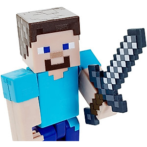 Mattel Minecraft Craft-A-Block Biome Builds Steve Figure, Authentic Pixelated Video-Game Character, Action Toy to Create, Explore and Survive, Collectible Gift for Fans Age 6 Years and Older