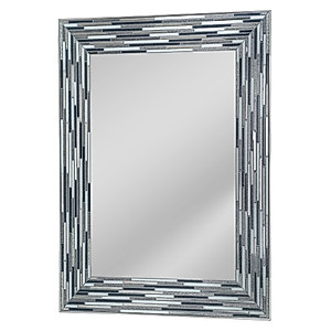 Head West Frameless Reeded Glass Print Gray Modern Wall Mirror - Bathroom Vanity Mirror Decoration with D-Ring Hangers for Vertical & Horizontal Mounting - 24" x 30"