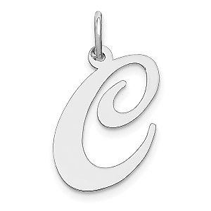14K White Gold Large Dainty Letter C Initial Name Monogram Necklace Charm Pendant Only