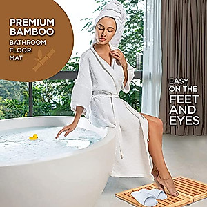 Bambüsi Premium Bathtub Tray Caddy and Bamboo Shower Floor Mat