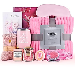 nasominako Self Care Gift Baskets for Women: Get Well Soon Care Packages with Blanket and Tumbler, Pink Gift Boxes Set for Girls, Mother, Sisters, Friends, and Cousins
