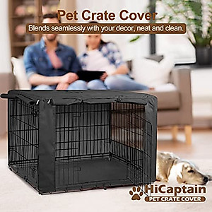 HiCaptain Folding Metal Dog Crate for Cover 42 Inch Wire Pet Cage (Black)