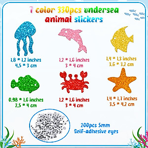 530Pcs Sea Animal Foam Sticker Set with Glitter Accents Self-Adhesive Eyes Perfect for Kids' Crafts DIY Scrapbooking Card Making and Undersea Themed Wall Decorations Gifts