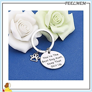 FEELMEM Auntie Gift Dog Aunt Gift You're The Best Dog Aunt Keep That Shit Up Keychain Dog Mom and Aunt Life Gift for Special Aunt Sister Gift (best dog aunt)