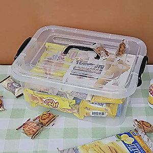 Nicesh 8 L Clear Plastic Storage Box with Handle, 2-Pack