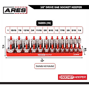 ARES 60178 – 8-Piece Metric & SAE Socket Keeper/Organizer Tray Set – Black & Green Socket Holders - Store 176 Standard & Deep Sockets - Socket Posts Feature High Visibility Markings