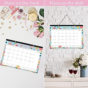 2024-2025 Desk Calendar - Desk Calendar 2024-2025, 18-Month Desk/Wall Calendar, Jul. 2024 - Dec. 2025, 16.8" x 12", Desk Calendar with Corner Protectors, Ruled Blocks - Black Floral