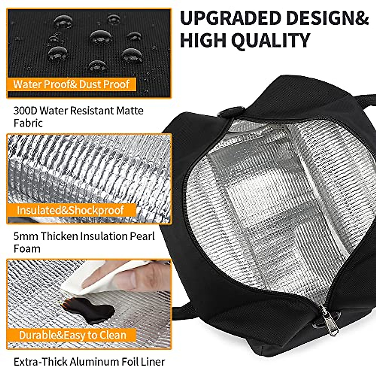 Mountain guest Lunch Bag Reusable Insulated Cooler Lunch Box Adult Water Resistant Tote Lunch Bag for Women/Men Work Picnic Beach or Travel (Black)