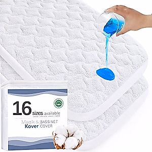 Bassinet Mattress Pad 33" x 20" - Fit for Mika Micky, Koola Baby, ANGELBLISS, Dream On Me, Papablic, AMKE, Baby Delight Bedside Bassinet, Waterproof Bassinet Mattress Protector, Cotton Terry Surface
