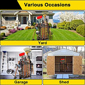 3 Tier Garden Tool Organizer, Garage Storage and Organization, Metal Yard Tools Storage up to 78 Tools, Heavy Duty Garden Tool Organizer for Garage, Yard, Patio, Shed, Indoors and Outdoors, Black