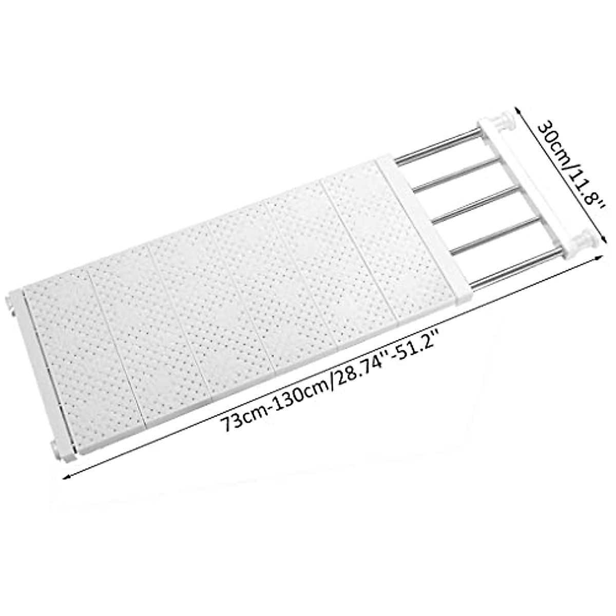 LIYIVNAA Expandable Closet Shelf Clothes Storage Rack Tension Rod Heavy Duty Cabinets Organizer DIY Wardrobe Hanger Divider Separator Holder - White