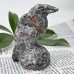 1pc Natural Yooperlite Crow Skull Quartz Crystal Skull Carved Figurines Gem 2.4"