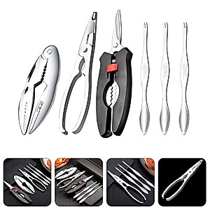 KESYOO Seafood Tools Nut Plier 6pcs Seafood Crab Crackers and Tools Crab Leg Crackers and Picks Set Picks Shellfish Seafood Utensils Crackers Lobster Pick Metal Forks
