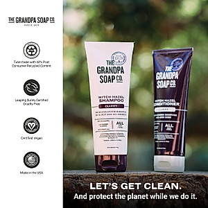 The Grandpa Soap Company Clarifying Witch Hazel Shampoo - Removes Buildup, With Witch Hazel & Lavender Flower, For All Hair Types, Vegan, Sulfates and Parabens Free, 8 Fl Oz