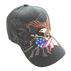 aesthetinc Patriotic American American Flag Design Baseball Cap with USA 3D Embroidery (Black)