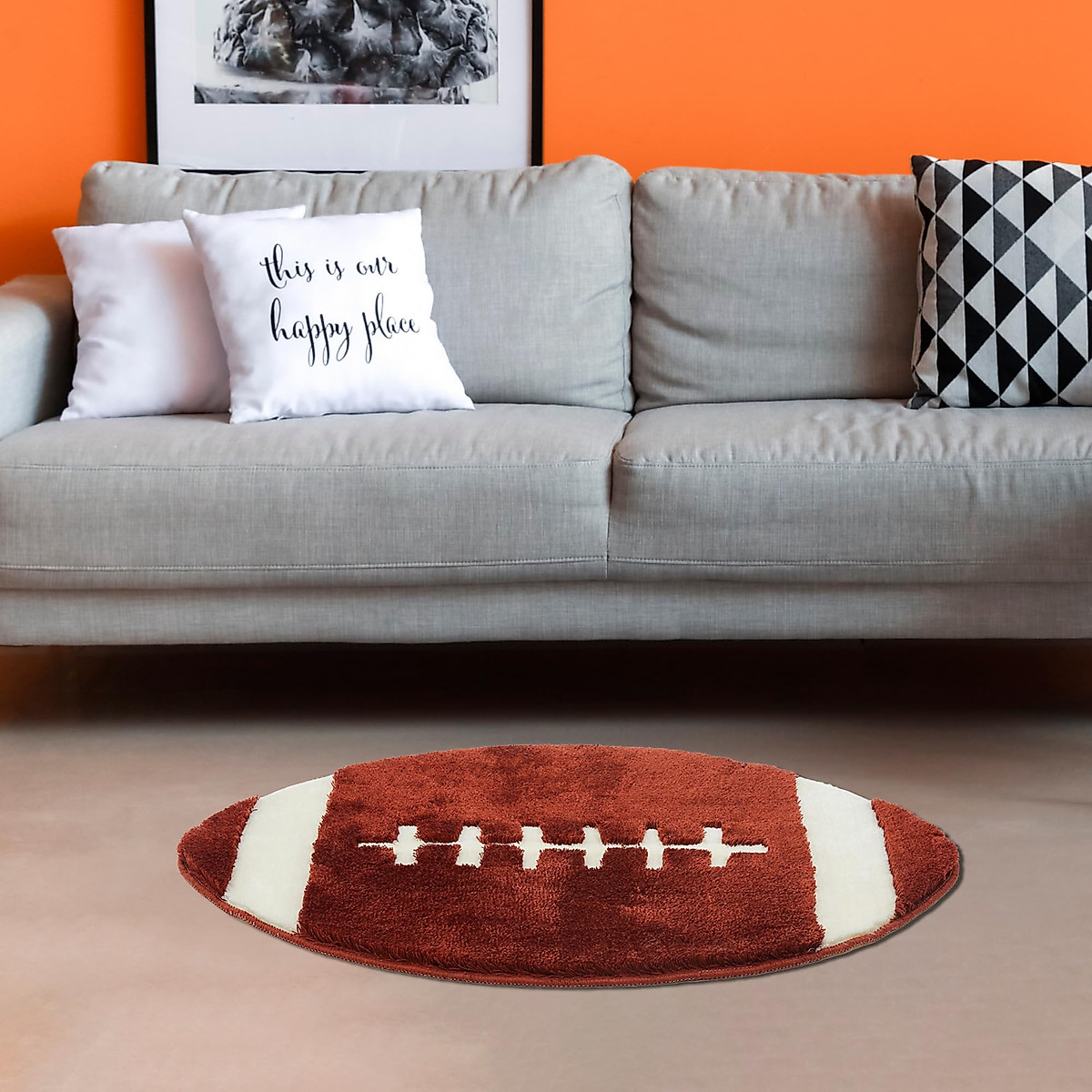 Beyond Deco Hand Tufted American Football Area Rugs 45" W X 29" L - Unique Machine Washable Perfect for Bathroom, Bedroom, Kitchen, Living Room - Non Slip Aesthetic Home Decor