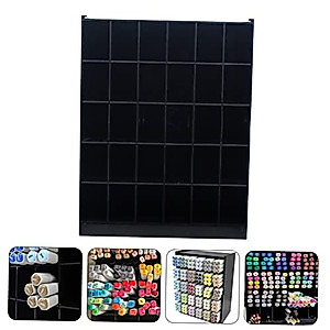 NUOBESTY Home Plastic Grids Hole Household Desk Organizer Pencils Storage Display Accessories - Eyeliner Art Shelf Multi-slot Brushes Cosmetic Container Pen -grid Black Stationary Paint