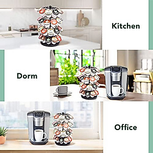 Nifty K Cup Holder – Compatible with K-Cups, KD Coffee Pod Carousel | 40 K Cup Holder, Spins 360-Degrees, Lazy Susan Platform, Modern Black Design, Home or Office Kitchen Counter Organizer