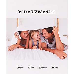 Flash Furniture Capri Comfortable Sleep Mattress Pad-Cotton Top-Deep Pockets-Hypoallergenic, King, White