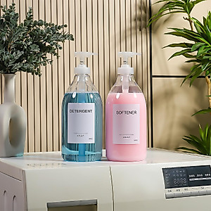 VOTLEVT 64 OZ Laundry Detergent Dispenser, Liquid Laundry Soap Dispenser, Plastic Fabric Softener Holder and Container, Laundry Room Organization, 2 Pack