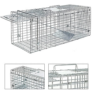 Humane Catch and Release Live Animal Trap Cage Cat Trap for Raccoons Groundhogs Mouse Squirrel Traps 24 Inch Steel Outdoor Small Animal Trap No-Kill Trapping Kit Collapsible & Easy to Use