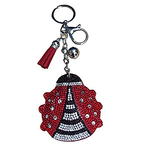 Popfizzy Bling Red Ladybug Keychain for Women and Girls, Rhinestone Purse Charms for Handbags, Ladybug Gifts for Her