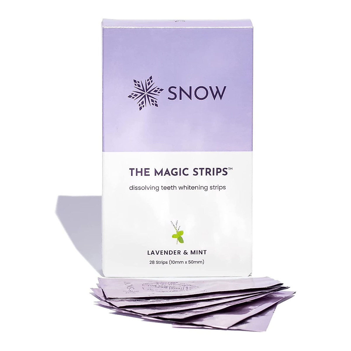Snow The Magic Strips - Safe for Enamel Dissolving Teeth Whitening Strips - Mess-Free Portable Teeth Whitener for Oral Care with Lavender & Mint Flavor, Whitening Strips for Teeth, 1 Pack of 28 Strips